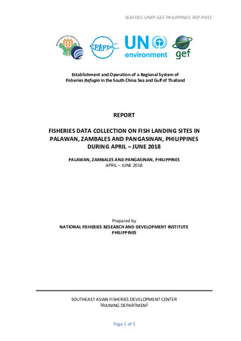 Report of Fisheries Data Collection on Fish Landing Sites in Palawan ...